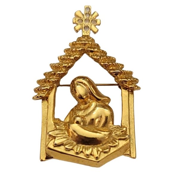 Butler | Jewelry | Butler Gold Tone Mother Mary Child Jesus Nativity ...